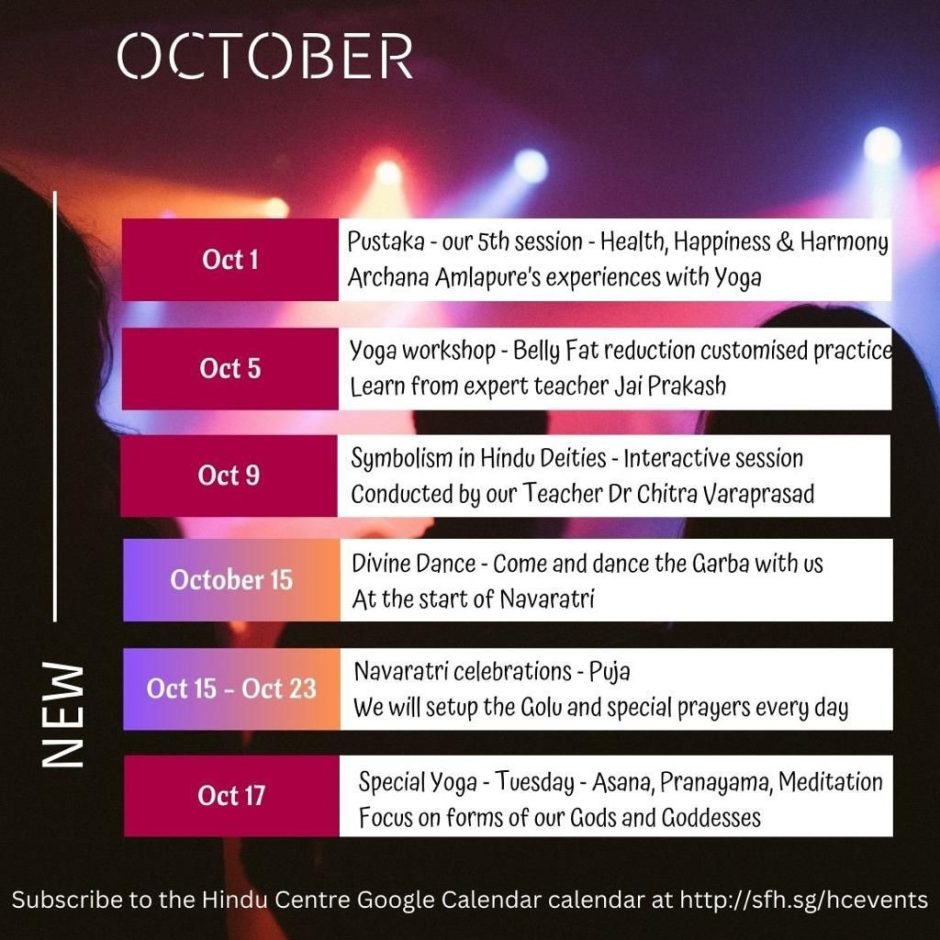 Upcoming events at Hindu Centre | Hindu Centre (Singapore)
