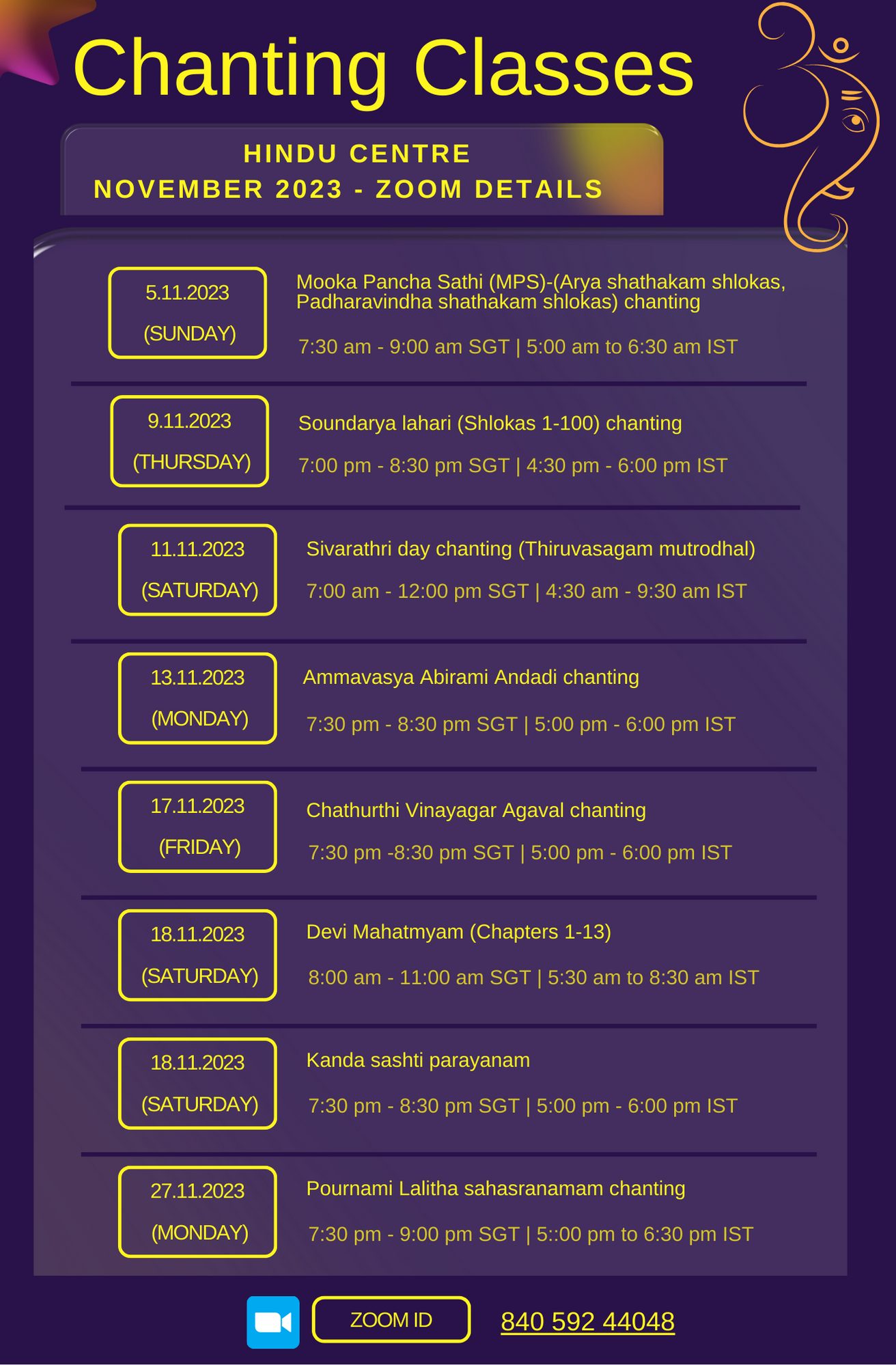 Upcoming events at Hindu Centre | Hindu Centre (Singapore)